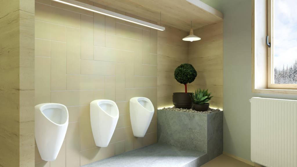 Veřejný interiér - Rekonstrukce pánských toalet na SŠ - design-award.cz
